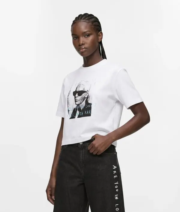 Karl Lagerfeld Klj X Pietro Terzini Cropped Karl T-shirt - White