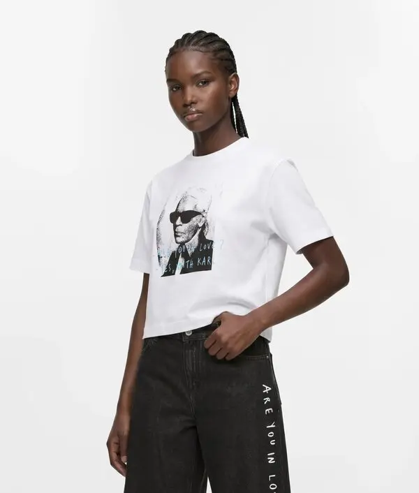 Karl Lagerfeld Klj X Pietro Terzini Cropped Karl T-shirt - White