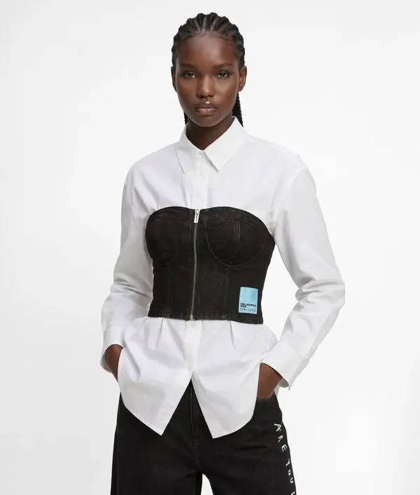 Karl Lagerfeld Klj X Pietro Terzini Denim Bandeau Top