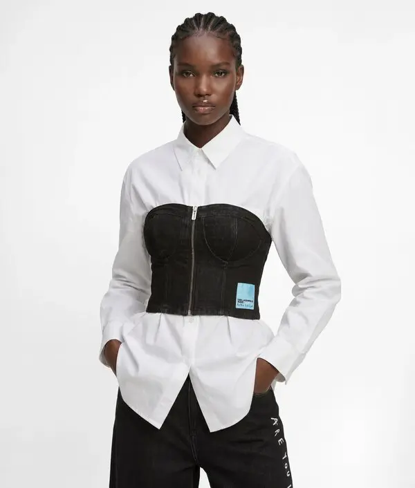 Karl Lagerfeld Klj X Pietro Terzini Denim Bandeau Top - Washed Black