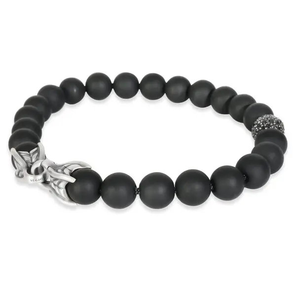 David Yurman Sterling Silver Diamond Spiritual Bead Bracelet