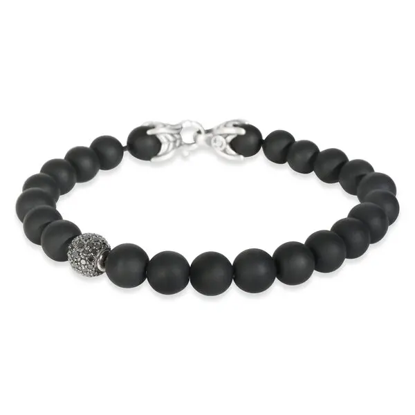 David Yurman Sterling Silver Diamond Spiritual Bead Bracelet
