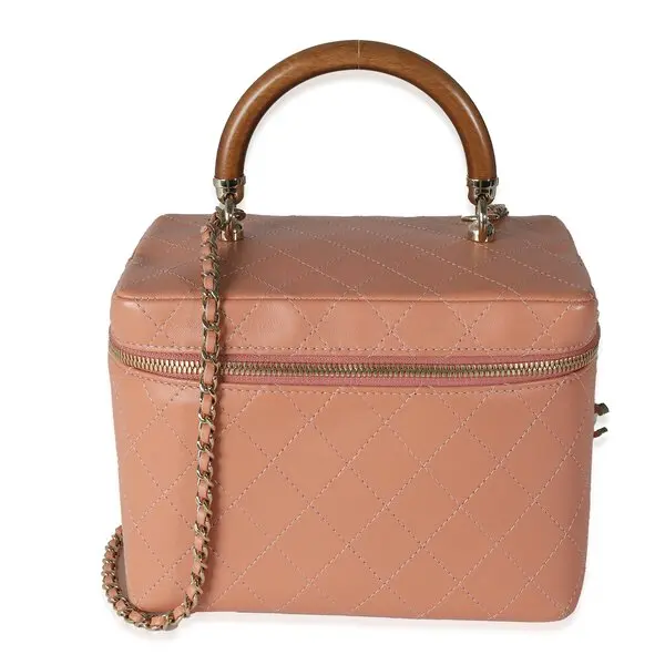 Chanel Quilted Lambskin Knock On Wood Vanity Case - Pink