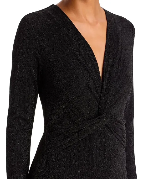 Aqua Twist Long Sleeve Metallic Jersey Dress Exclusive