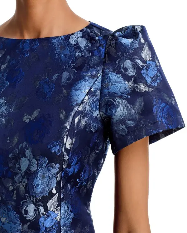 Aqua Brocade Short Sleeve Mini Dress Exclusive