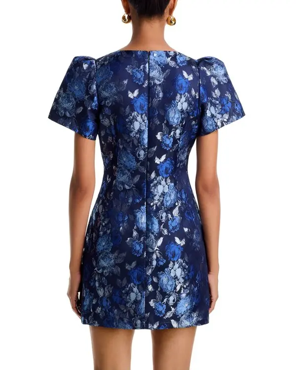 Aqua Brocade Short Sleeve Mini Dress Exclusive