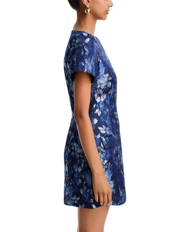 Aqua Brocade Short Sleeve Mini Dress Exclusive