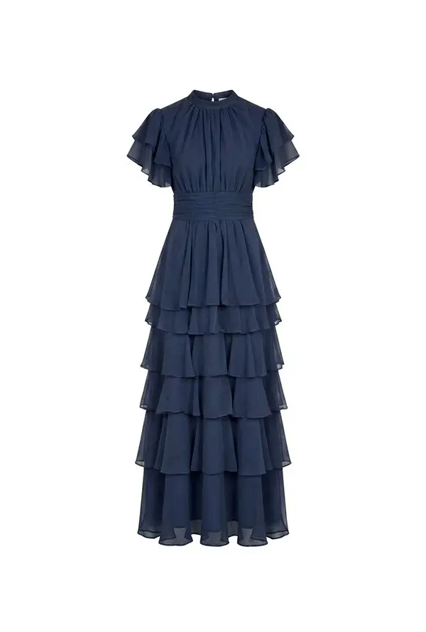 JAMES LAKELAND Tiered Ruffle Maxi Dress – Navy