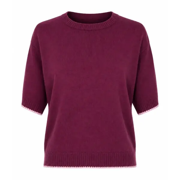 LUELLA FASHION Oban Blanket Trim Merino Wool Top Damson - Pink
