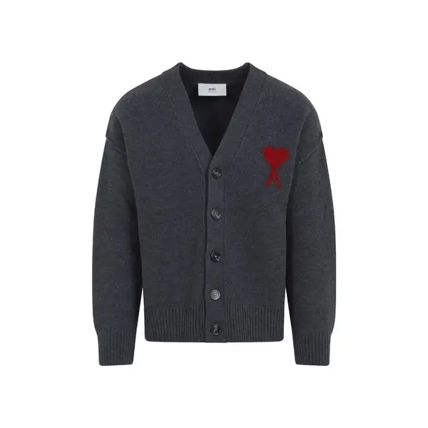 AMI Paris Adc Cardigan - Gray