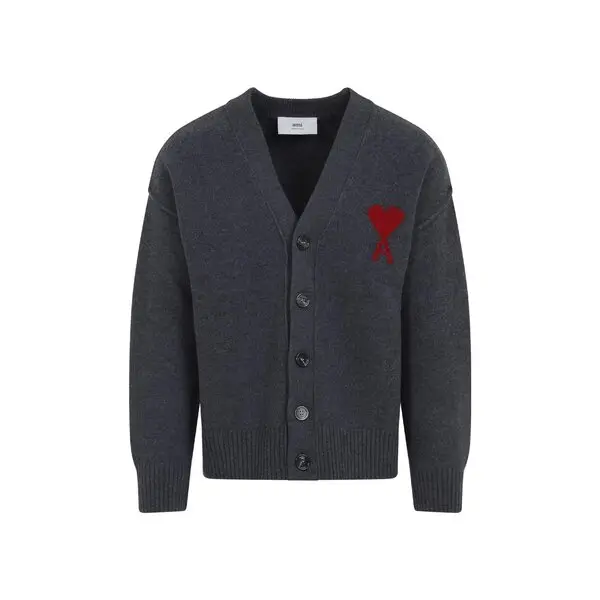 AMI Paris Adc Cardigan - Gray
