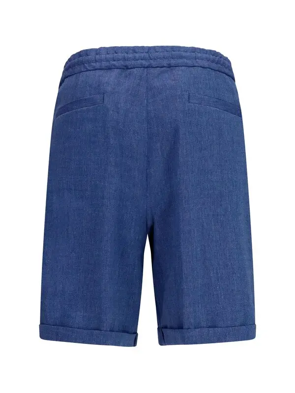 Brunello Cucinelli Linen And Virgin Wool Chevron Bermuda Shorts