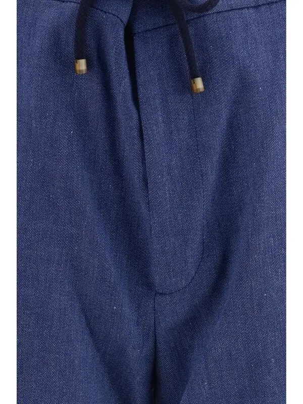 Brunello Cucinelli Linen And Virgin Wool Chevron Bermuda Shorts