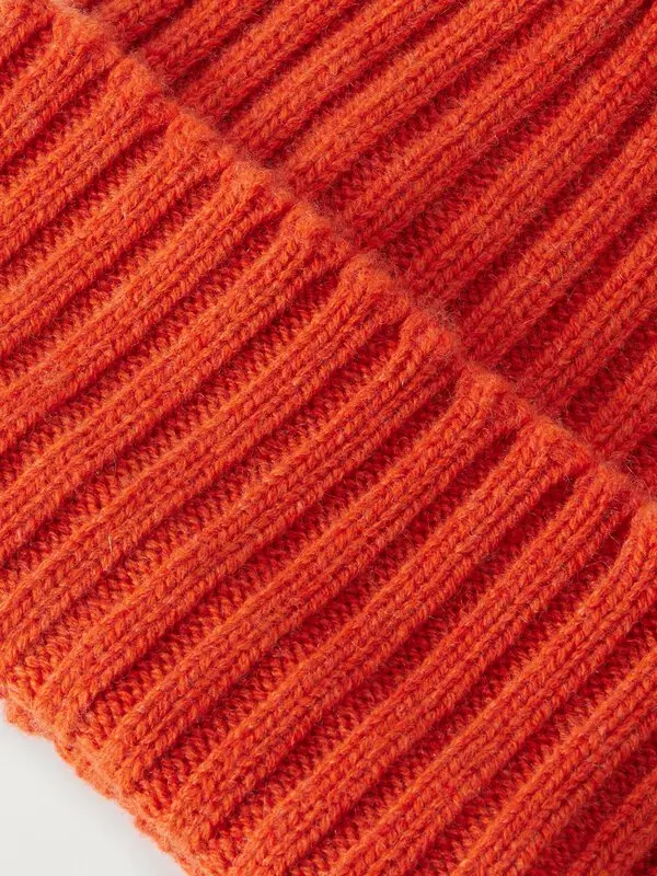 Thom Sweeney Ribbed Cashmere Beanie - Orange