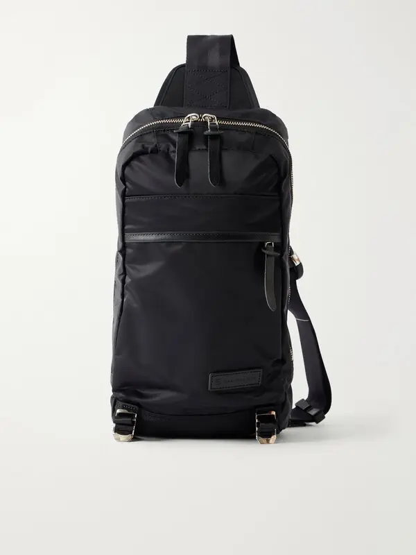 MASTER-PIECE CO Lightning Leather-trimmed Shell Sling Backpack