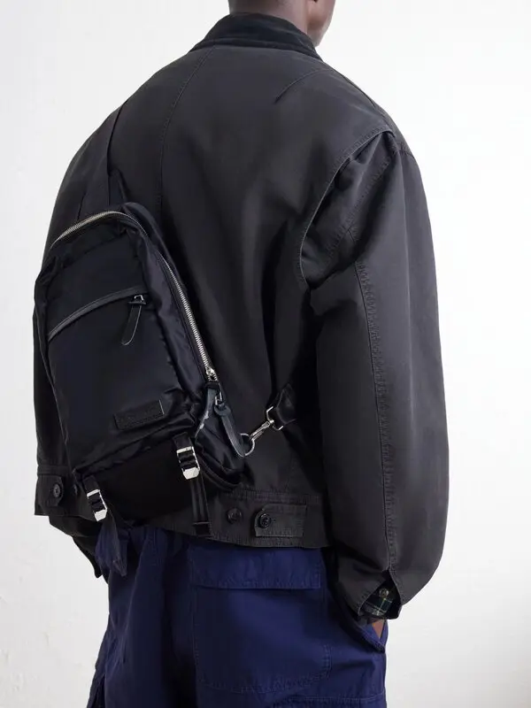 MASTER-PIECE CO Lightning Leather-trimmed Shell Sling Backpack