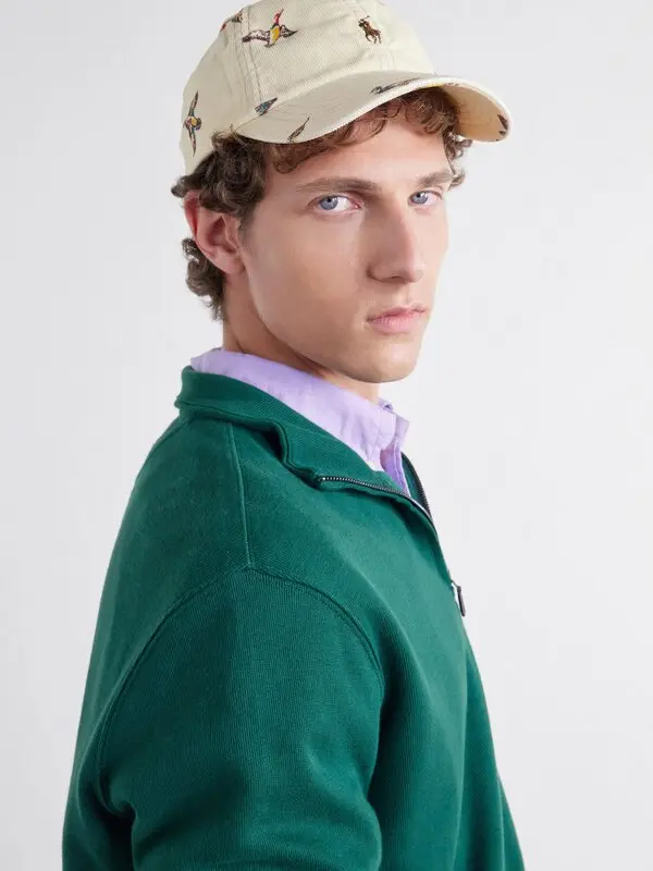 Polo Ralph Lauren Leather-trimmed Embroidered Cotton-corduroy Cap - Neutrals