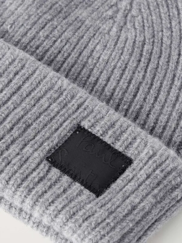Paul Smith Logo-appliquéd Ribbed Cashmere And Merino Wool-blend Beanie