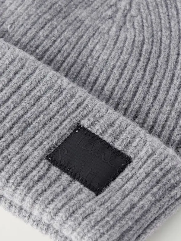 Paul Smith Logo-appliquéd Ribbed Cashmere And Merino Wool-blend Beanie
