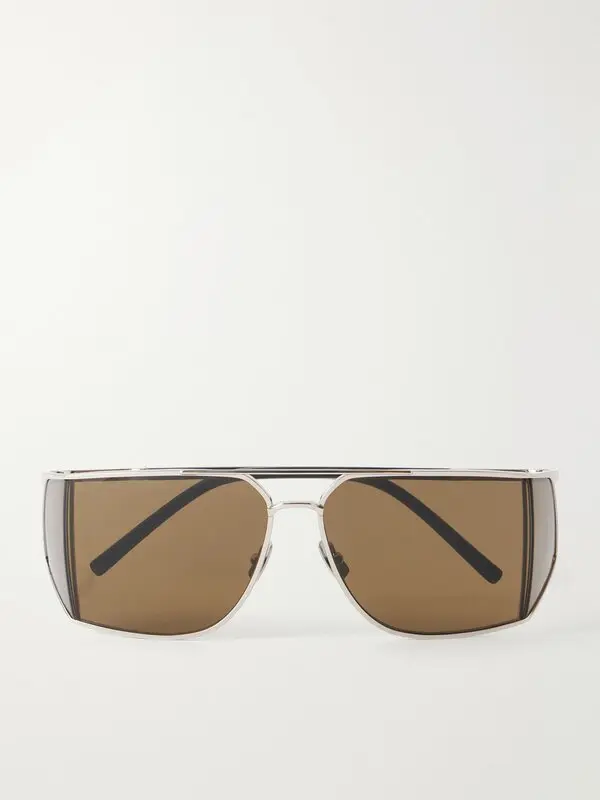 Saint Laurent Sl 750 Aviator-style -tone Sunglasses - Silver