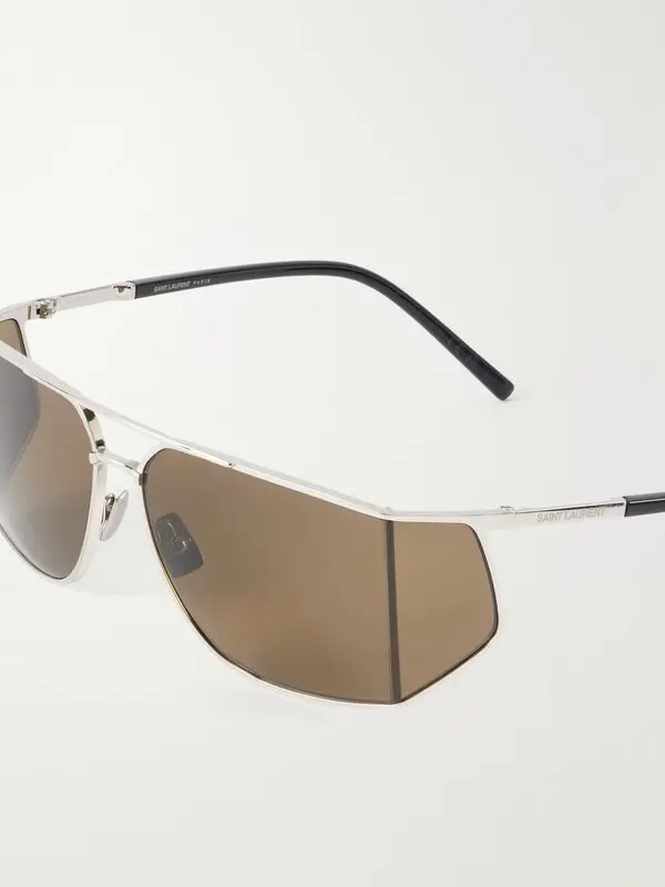 Saint Laurent Sl 750 Aviator-style -tone Sunglasses - Silver