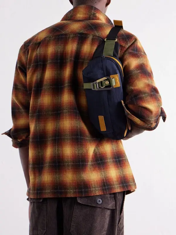 MASTER-PIECE CO Link Leather-trimmed Nylon-twill Belt Bag