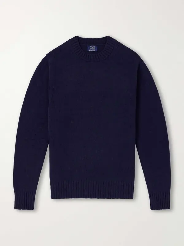 William Lockie Merino Wool And Cashmere-blend Sweater - Navy