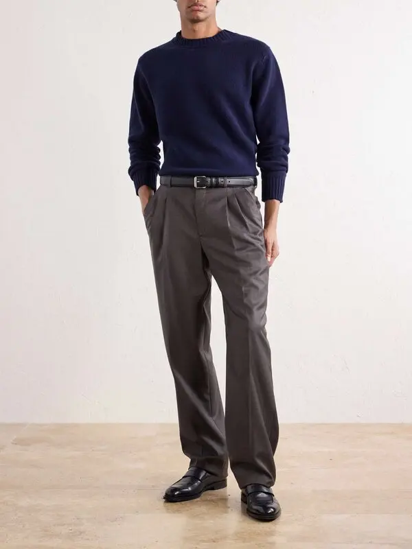 William Lockie Merino Wool And Cashmere-blend Sweater - Navy
