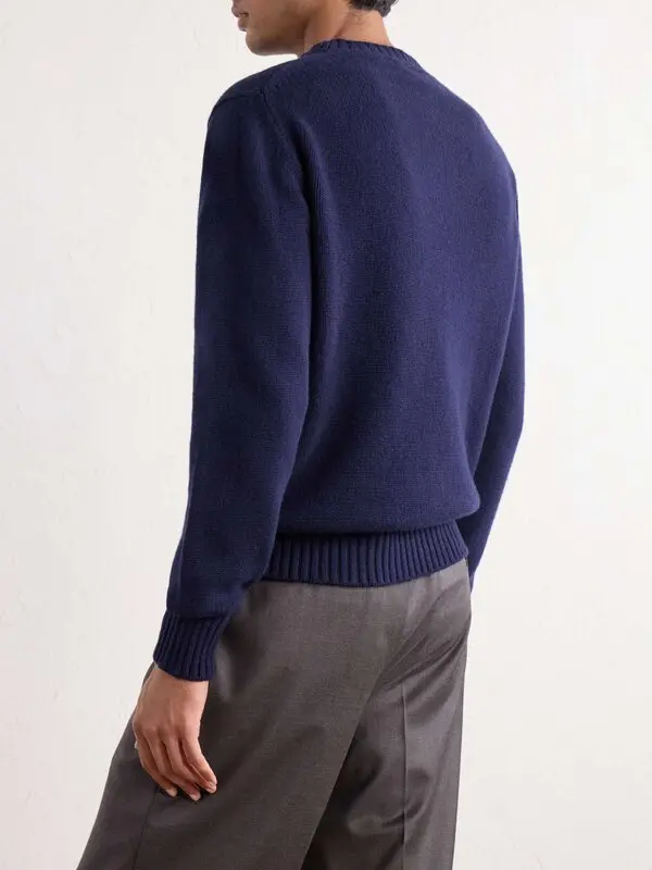 William Lockie Merino Wool And Cashmere-blend Sweater - Navy