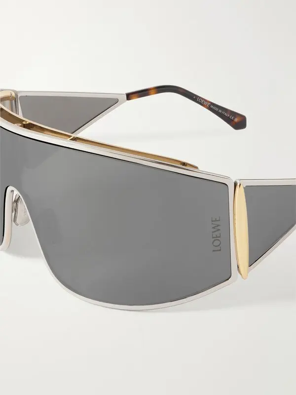 Loewe Speed Shield Aviator-style And Gold-tone Sunglasses