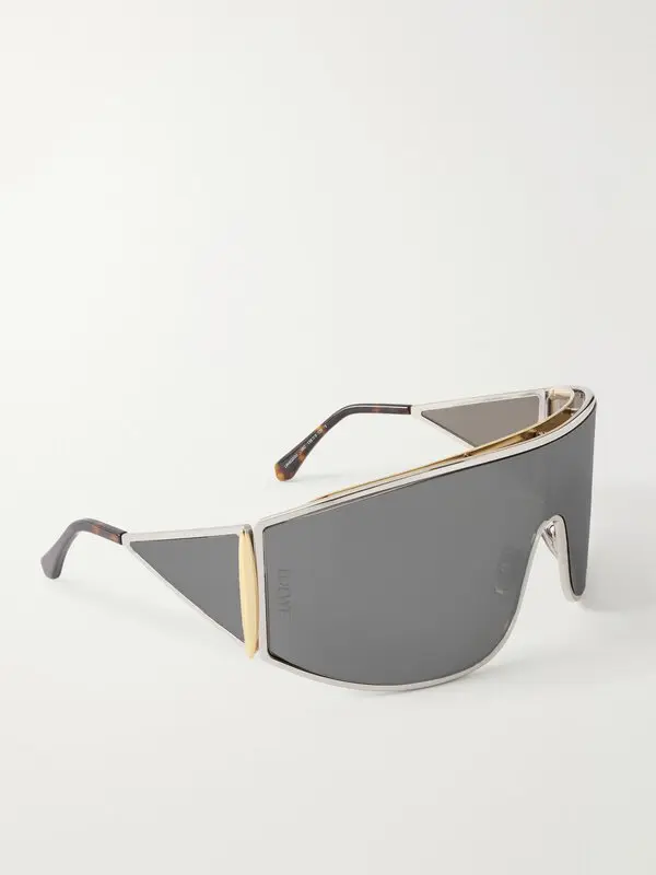 Loewe Speed Shield Aviator-style And Gold-tone Sunglasses