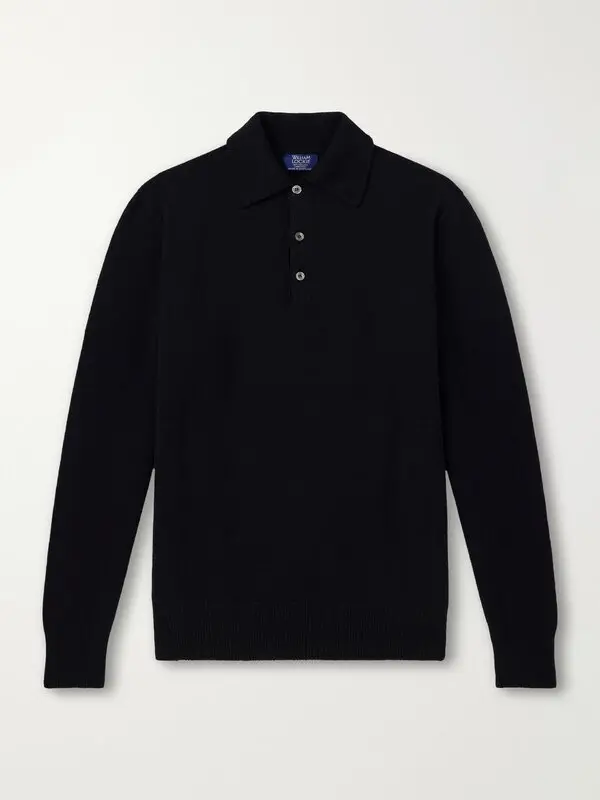 William Lockie Wool Polo Sweater - Black