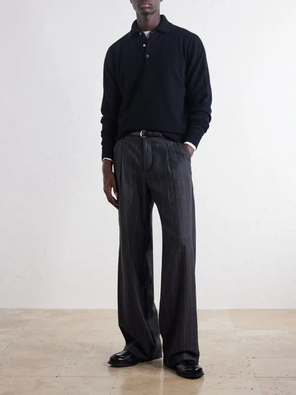 William Lockie Wool Polo Sweater - Black