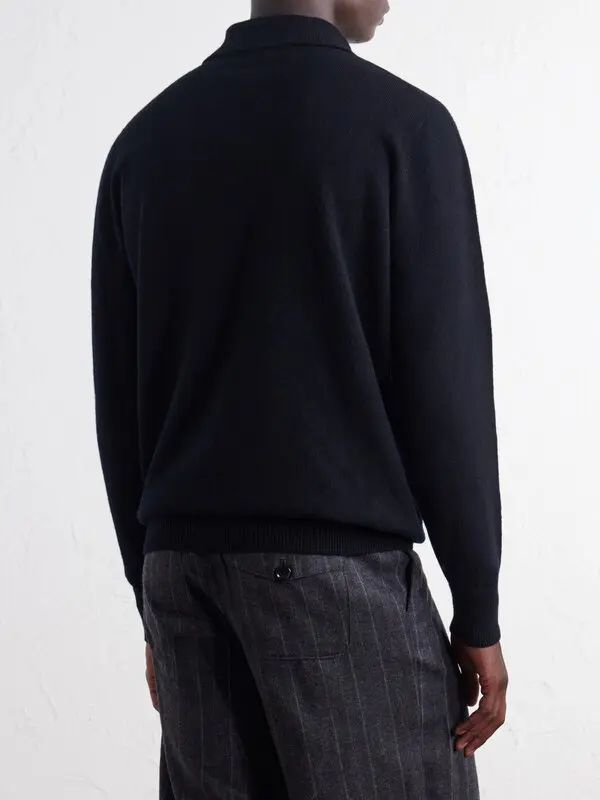 William Lockie Wool Polo Sweater - Black