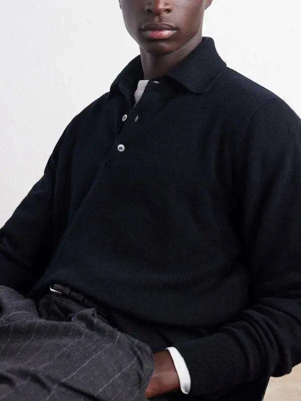 William Lockie Wool Polo Sweater - Black