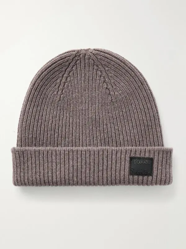 Paul Smith Logo-appliquéd Ribbed Cashmere And Merino Wool-blend Beanie - Brown