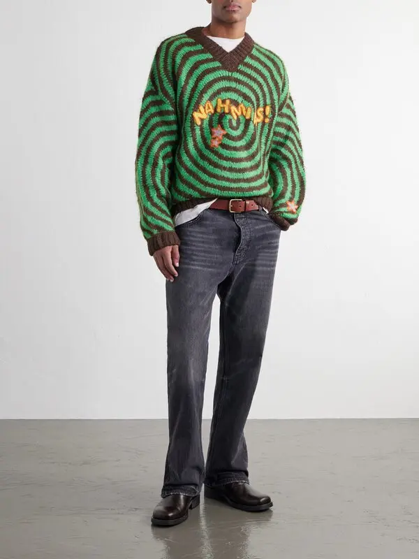 NAHMIAS Embroidered Alpaca-blend Crochet-knit Sweater