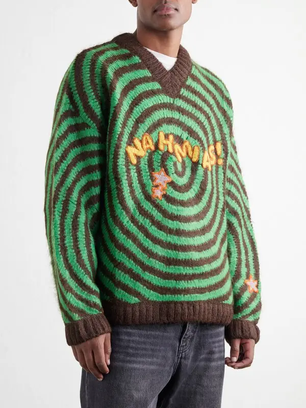 NAHMIAS Embroidered Alpaca-blend Crochet-knit Sweater