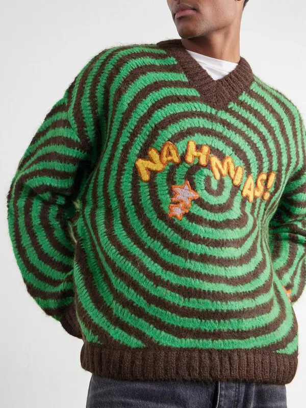 NAHMIAS Embroidered Alpaca-blend Crochet-knit Sweater