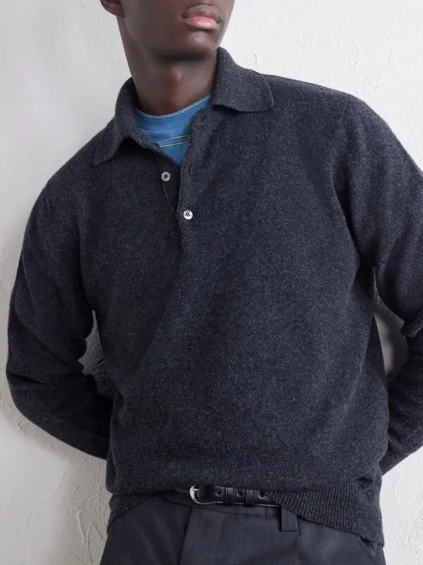 William Lockie Wool Polo Sweater - Gray
