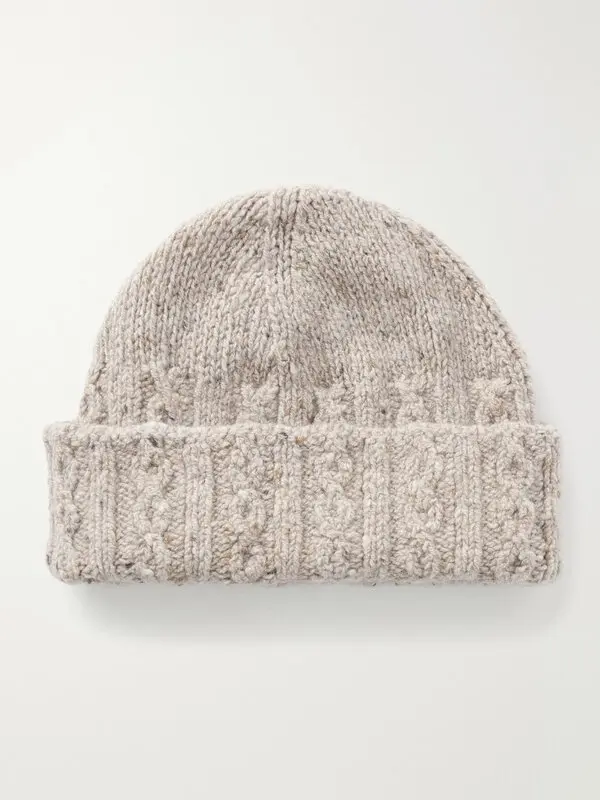 Inis Meáin Cable-knit Merino Wool And Cashmere-blend Beanie - Neutrals