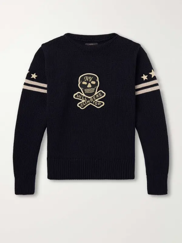 Ralph Lauren Appliquéd Wool Sweater - Navy