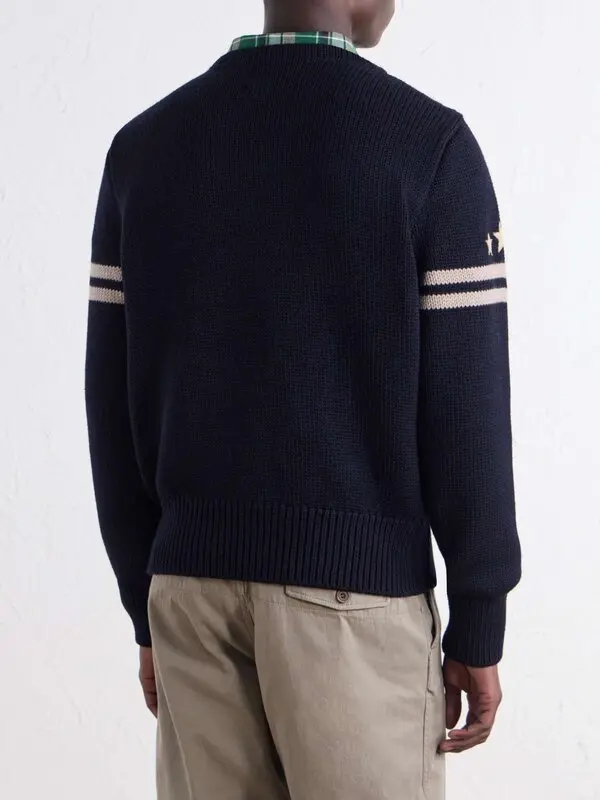 Ralph Lauren Appliquéd Wool Sweater - Navy
