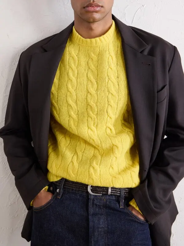William Lockie Cable-knit Wool Sweater - Yellow
