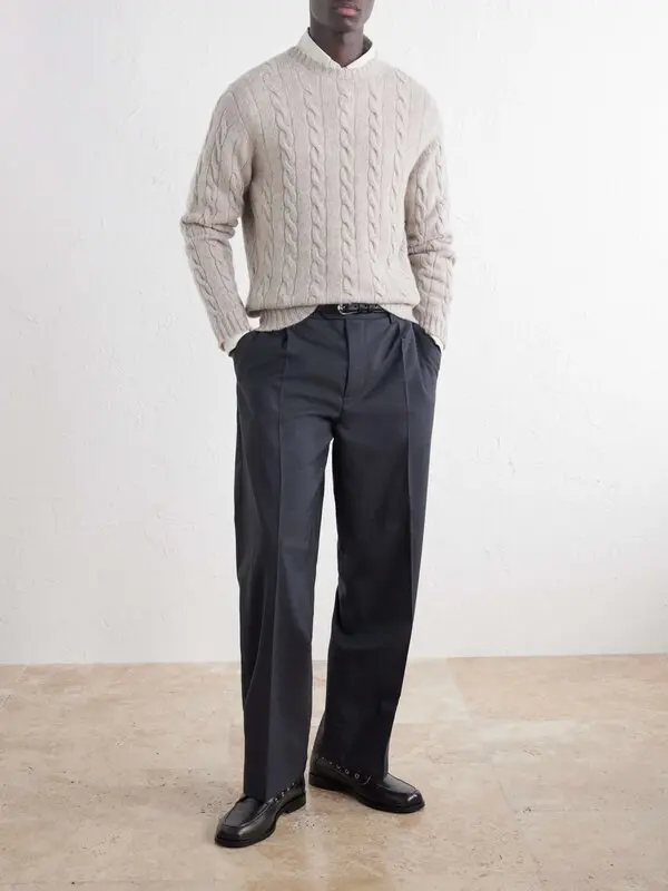 William Lockie Cable-knit Wool Sweater - Ecru