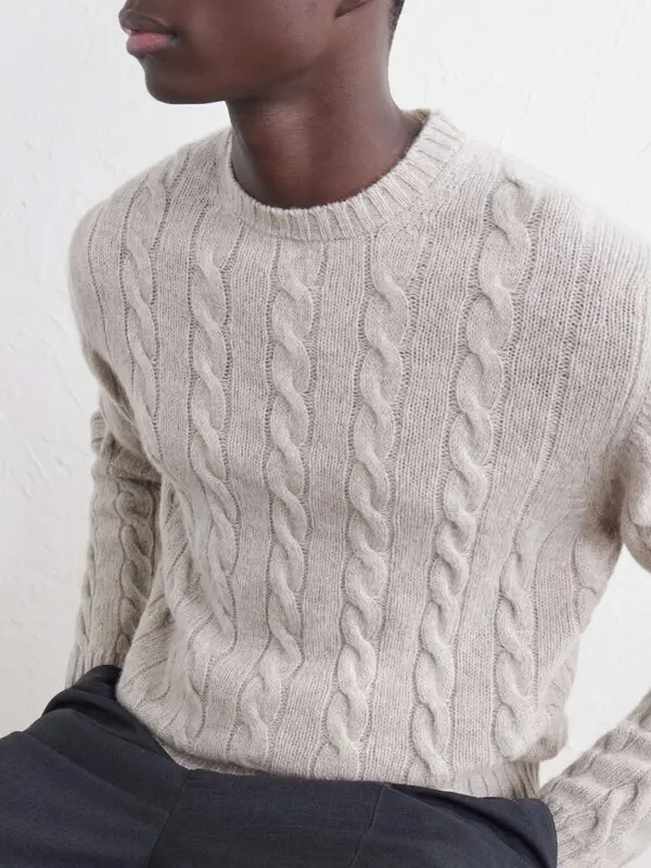 William Lockie Cable-knit Wool Sweater - Ecru
