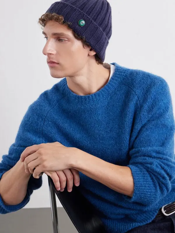 GOD'S TRUE CASHMERE Malachite-embellished Ribbed Cashmere Beanie
