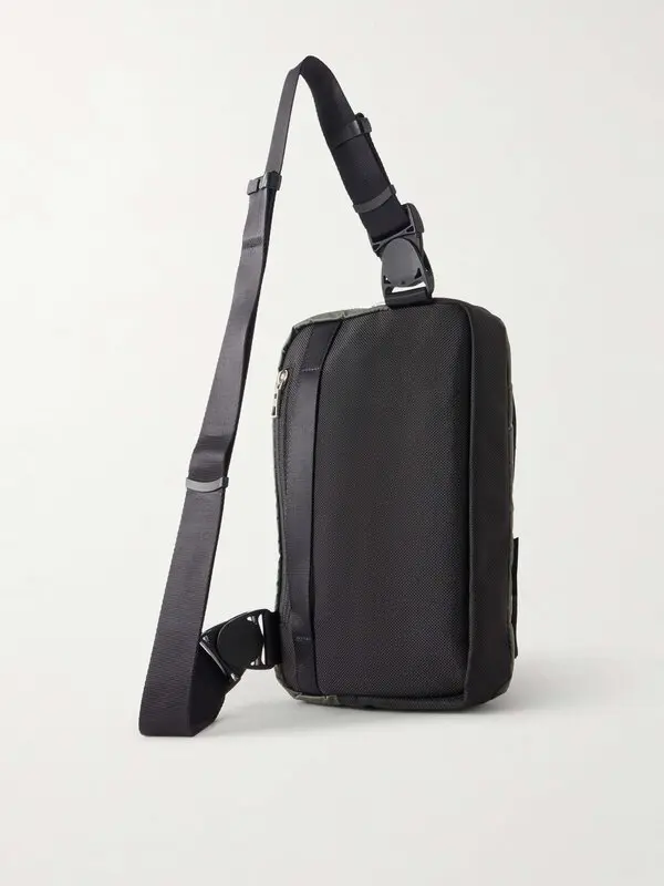 MASTER-PIECE CO Sling Suede And Leather-trimmed Nylon-twill Messenger Bag