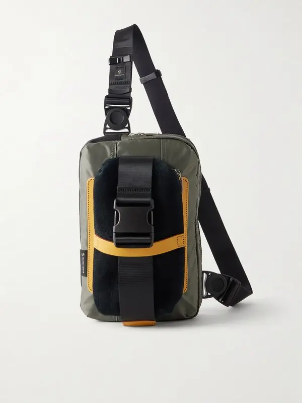 MASTER-PIECE CO Sling Suede And Leather-trimmed Nylon-twill Messenger Bag - Multi