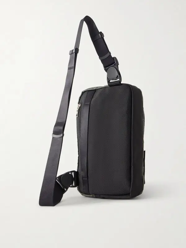 MASTER-PIECE CO Sling Suede And Leather-trimmed Nylon-twill Messenger Bag
